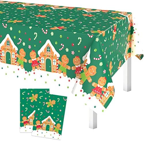 Christmas Tablecloths, Green Gingerbread Man Table Cover Rectangle ...