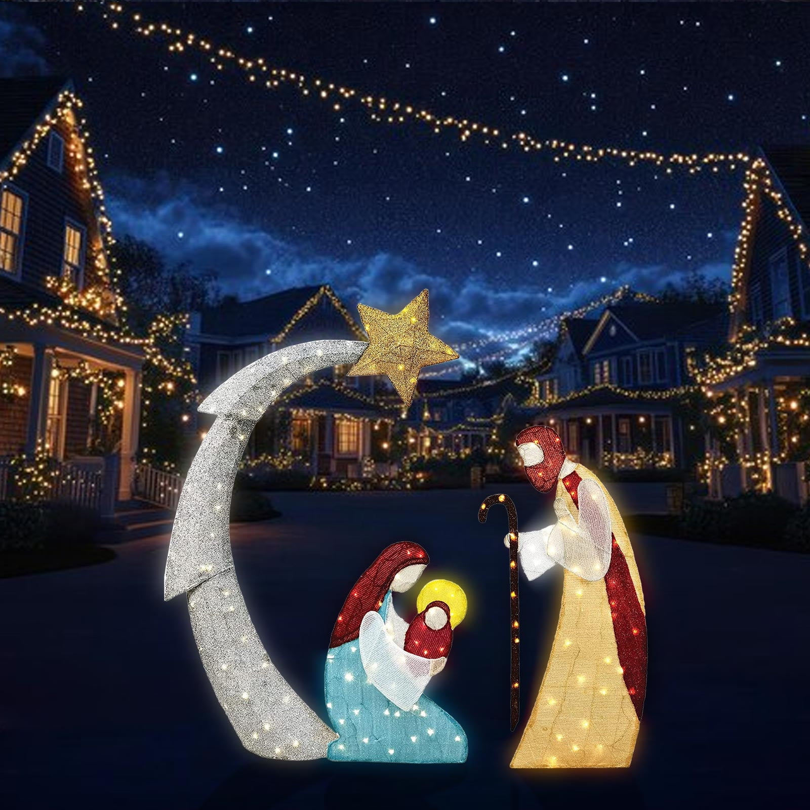 Christmas Tabletop Nativity Scene, 12-Inch Lighted Nativity Set, Indoor ...