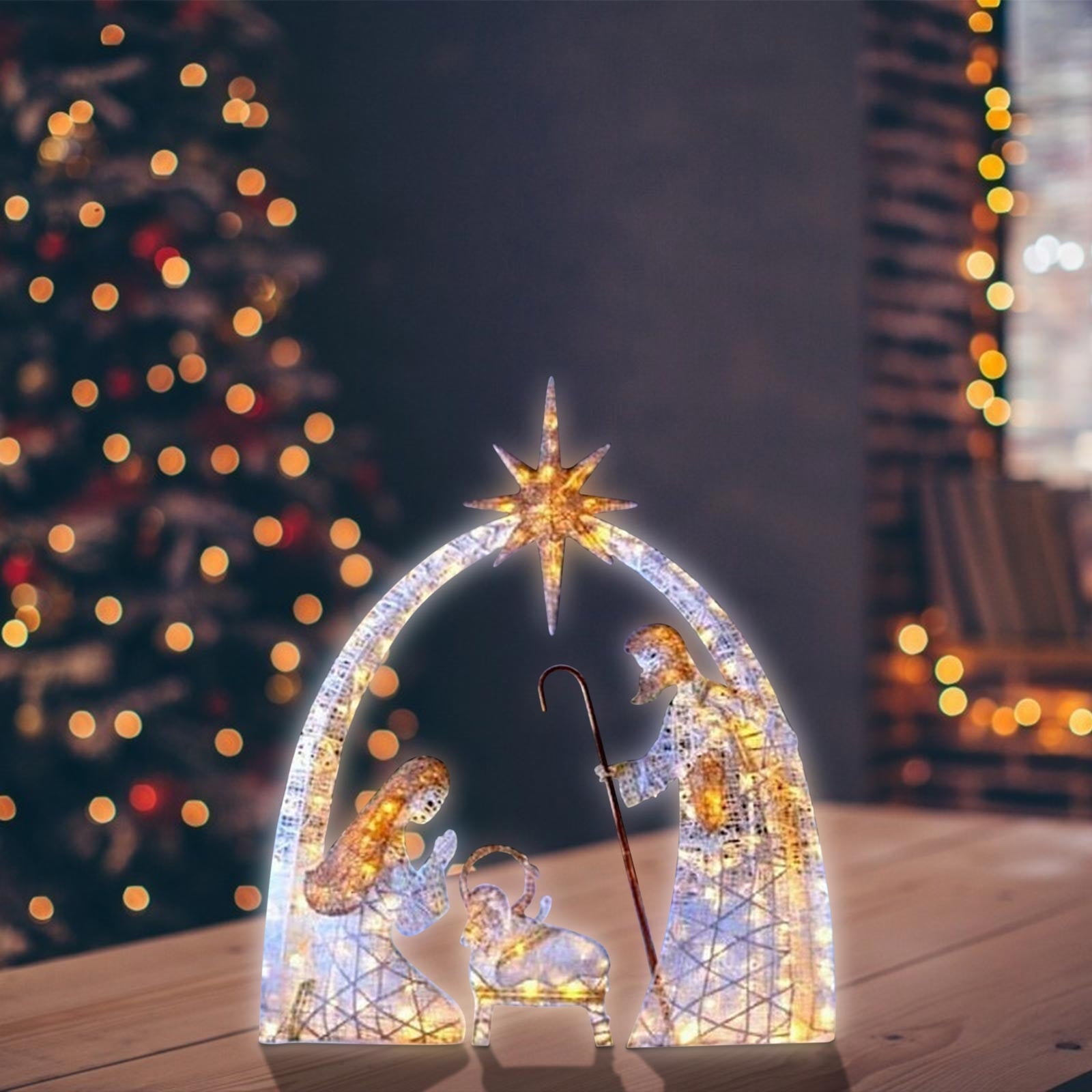 Christmas Tabletop Nativity Scene, 12-Inch Lighted Nativity Set, Indoor ...