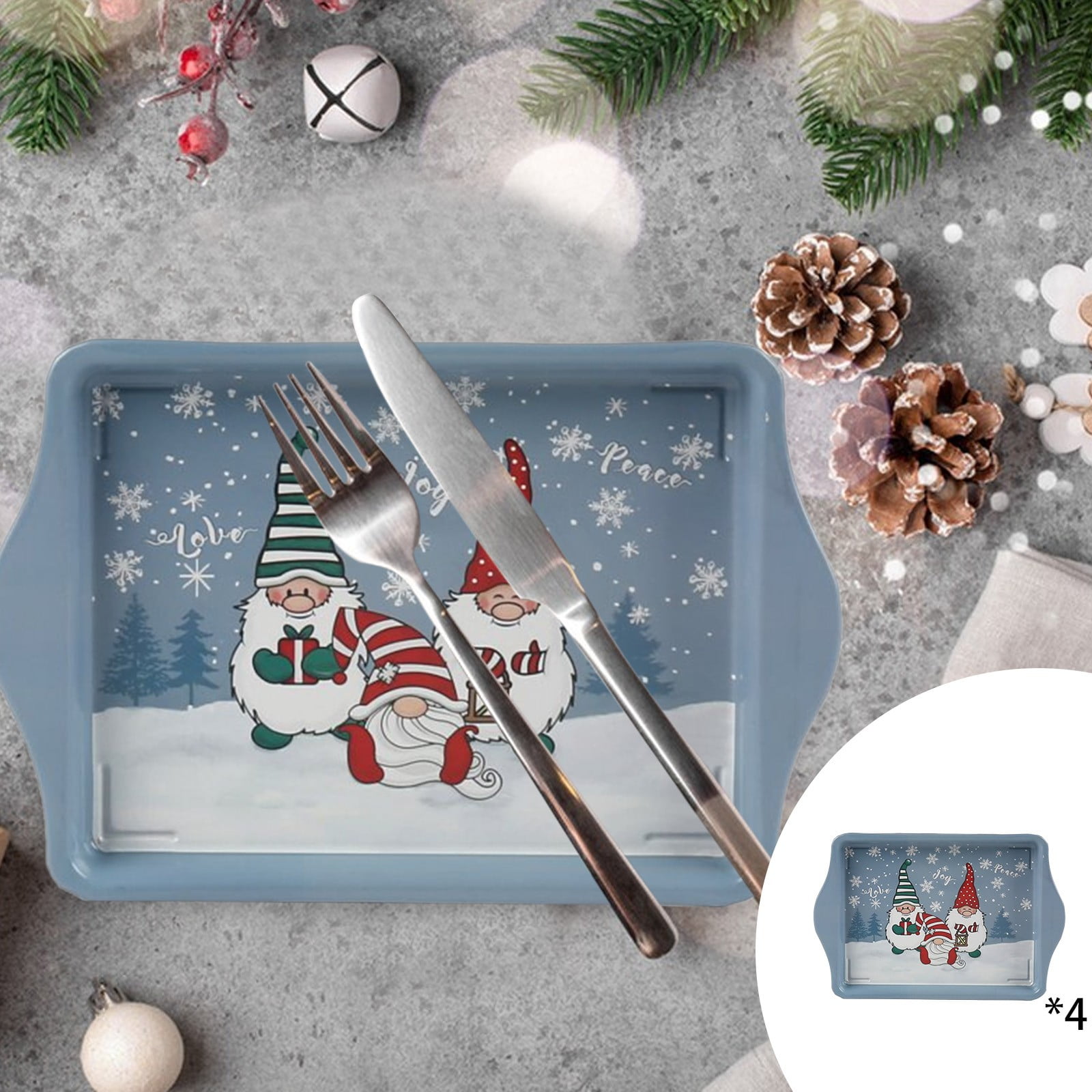 Christmas Tableware, Ceramic Plates, Hand Painted Santa Claus Tree ...