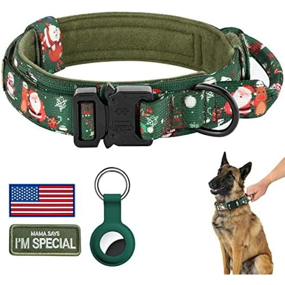 Christmas Tactical Dog Collar, Adjustable Military Training Nylon Dog ...