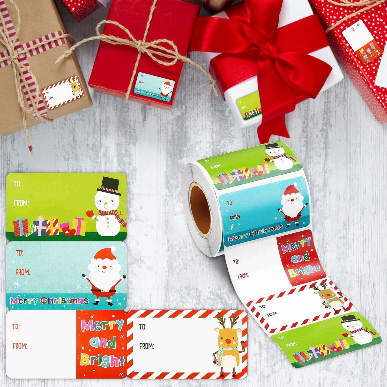 Christmas Tag Stickers Xmas Name Tags Stickers Self Adhesive Gift Tag ...