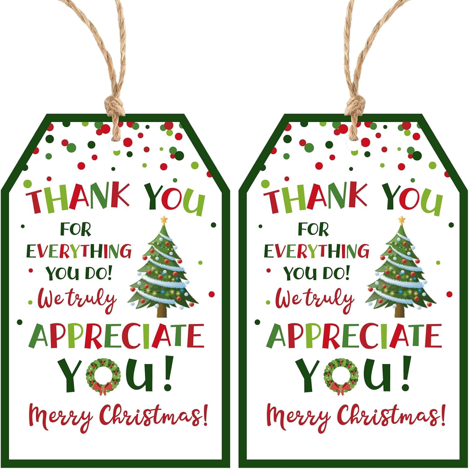 Tags - Thank You Gifts with String, 50 Pcs Xmas Paper Labels - Walmart.com