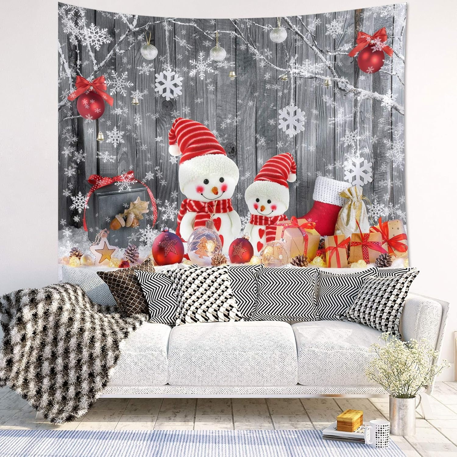 Christmas Tapestry Gold Christmas Tree on Red Background Tapestries New ...