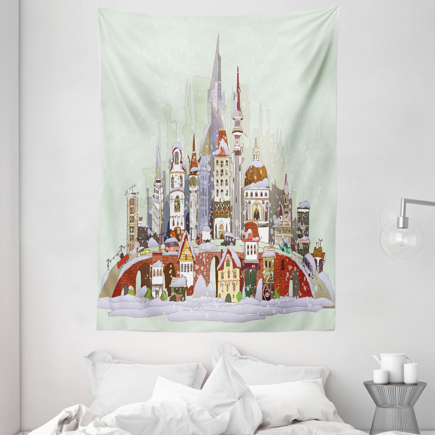 Christmas Tapestry, Noel in the City Xmas Background Yule Holiday ...