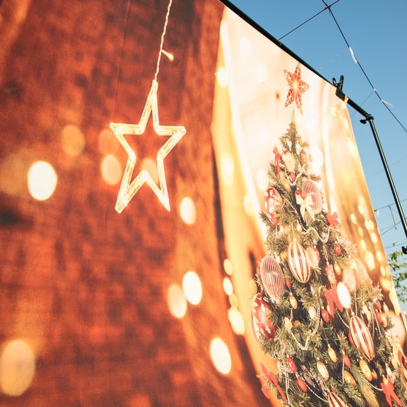 Christmas Tapestry Wall Hanging Backdrop Decoration Xmas Tree Stars ...