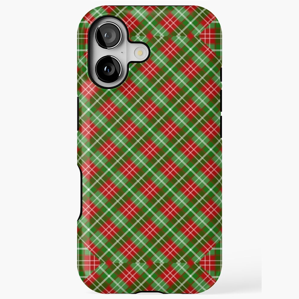 Christmas Tartan Green Red White Plaid Pattern Case for iPhone 17 to 11 ...