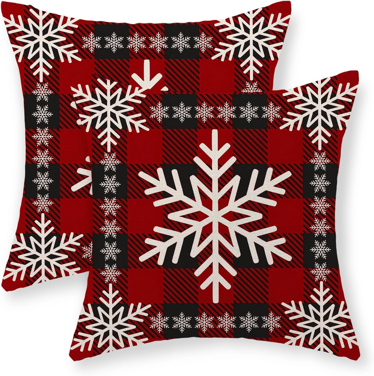 Christmas Tartan Pillow Covers 18x18 Inch 2 Pcs Vintage Red Buffalo ...