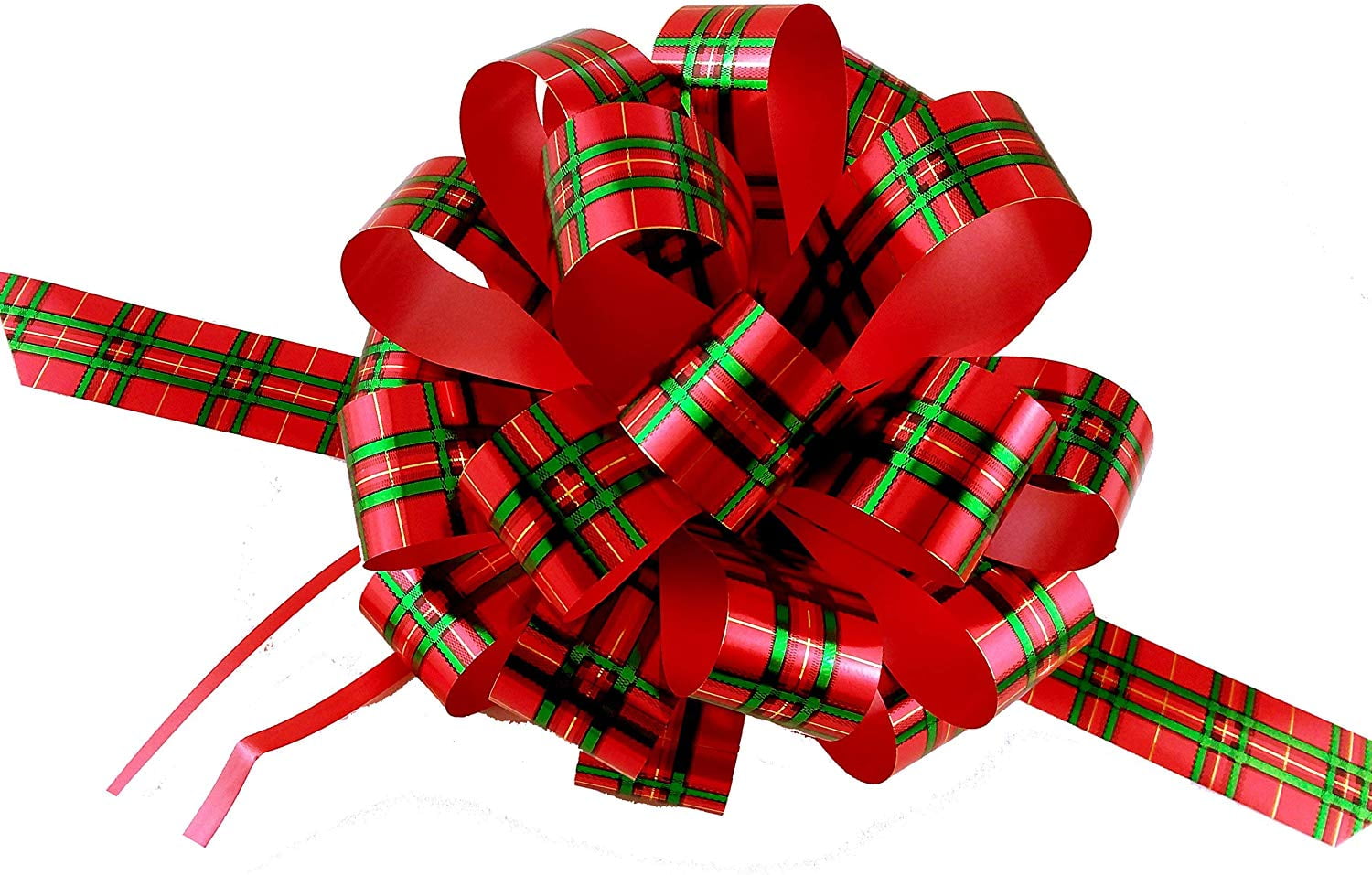 Christmas Tartan Plaid Pull Bows - 8" Wide, Set of 6, Christmas, Gift ...