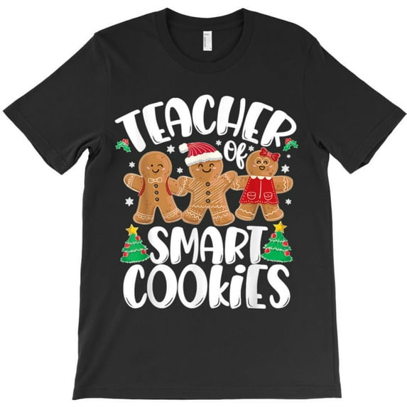 Christmas Teacher Cute Gingerbread Cookies Funny Holiday Graphic T ...