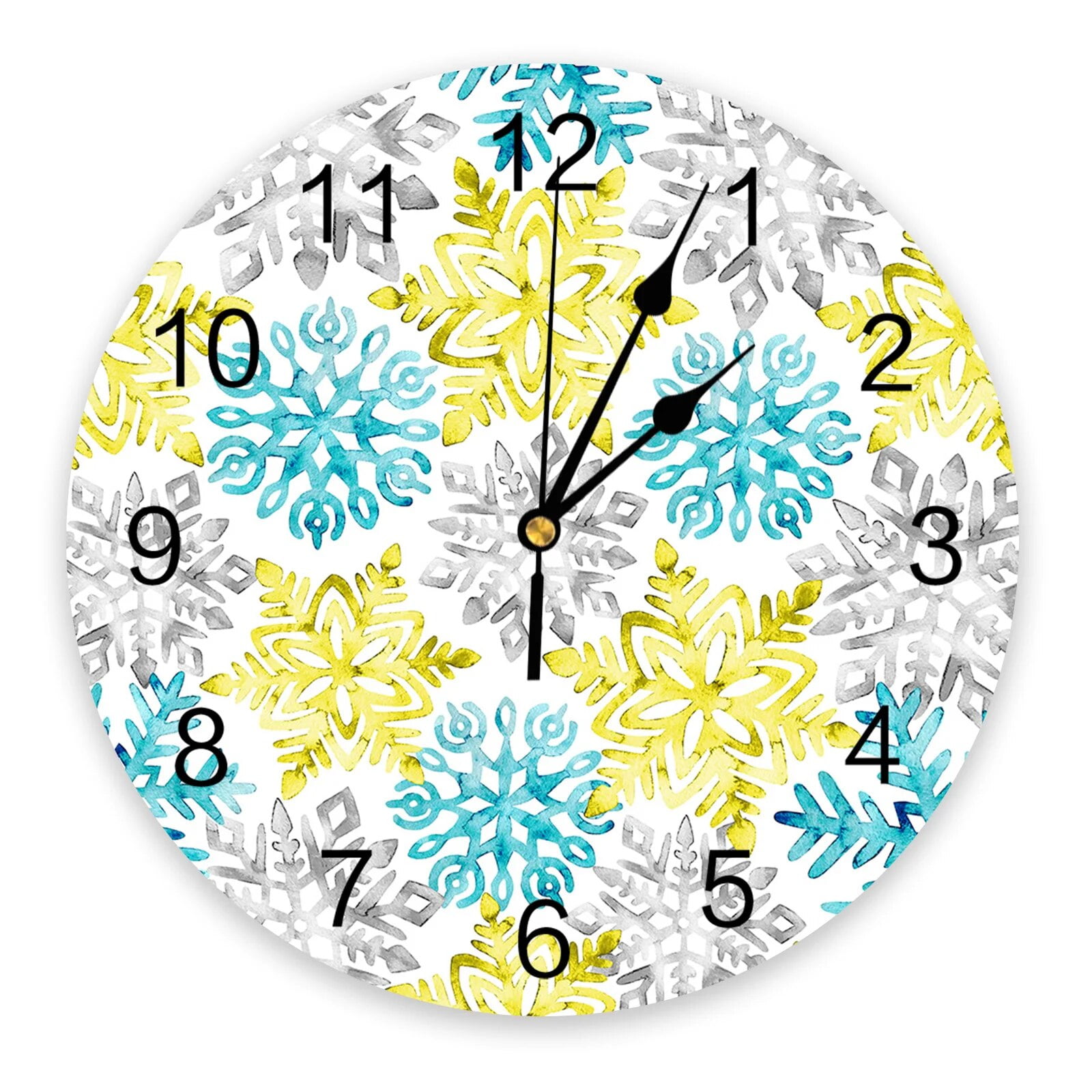 Christmas Teal Snowflake Texture Wall Clock Large Modern Kitchen ...