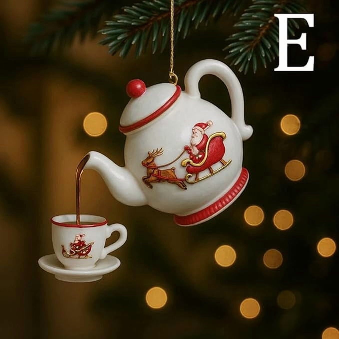Christmas Teapot Ornament | Vintage Tea Pot Decor with Pouring Tea ...