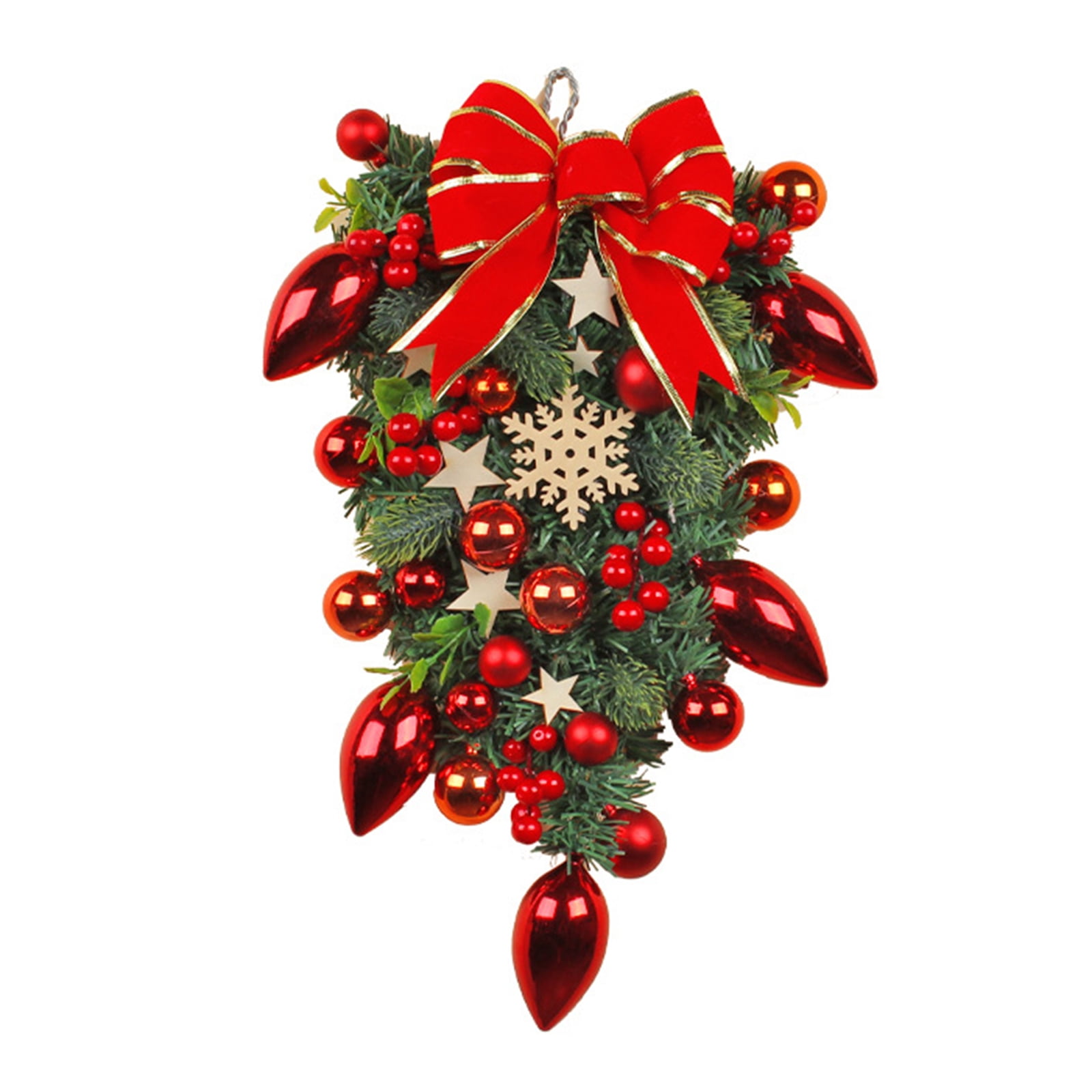 Christmas Teardrop Floral Swag 19.6 inch Hanging Christmas Red Berry ...