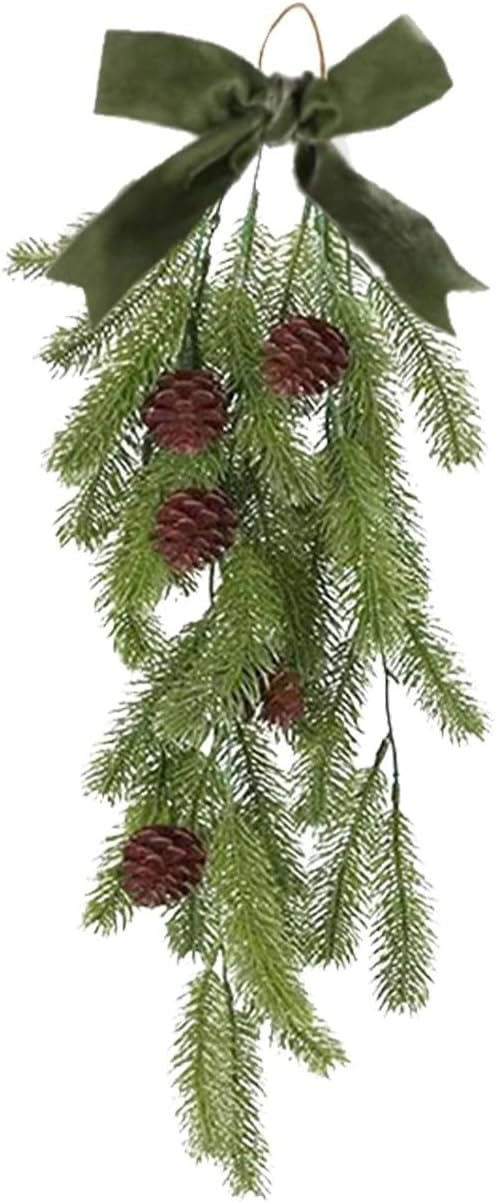 Christmas Teardrop Swag 20 Inch Winter Rustic Pine Needles Swag Mailbox ...