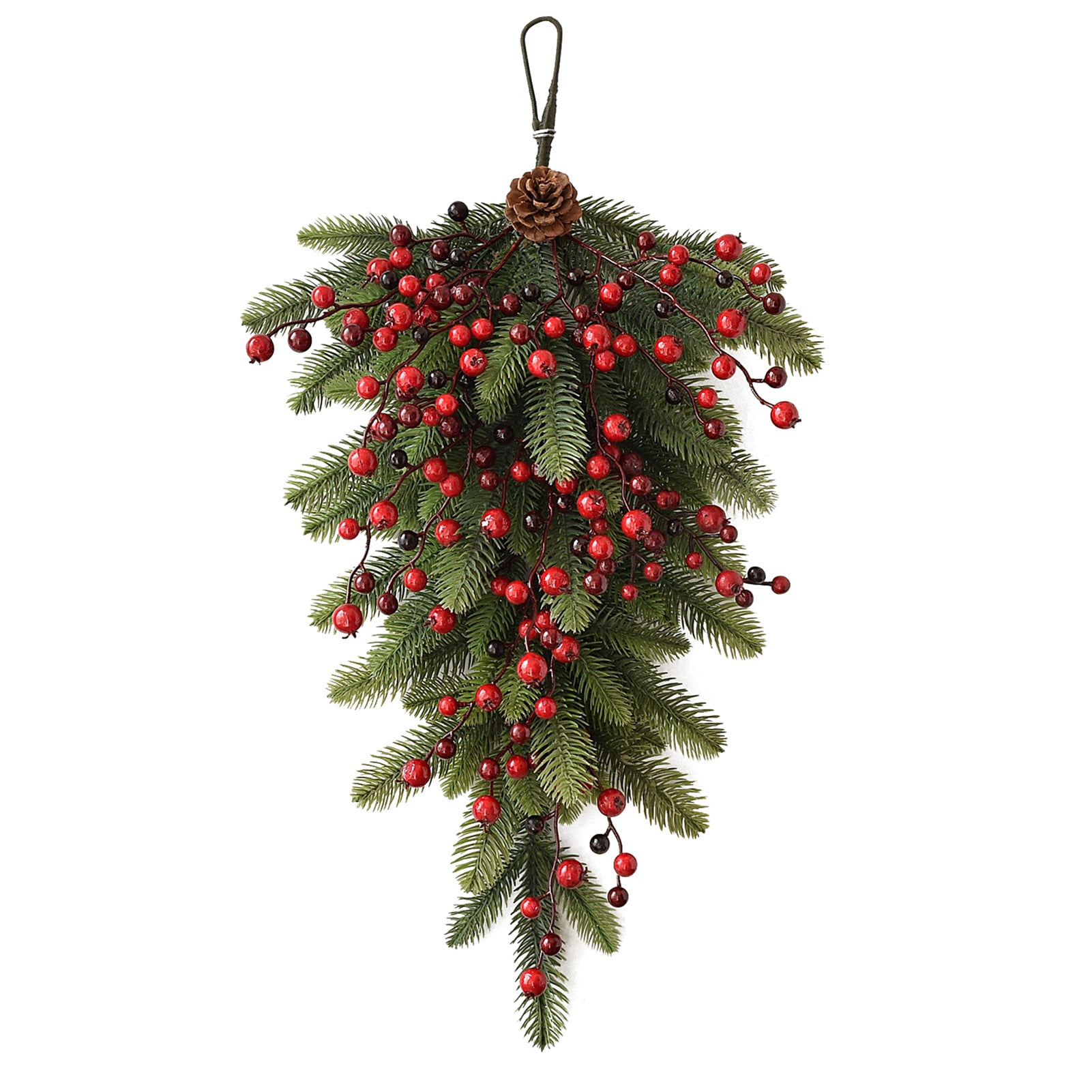 Christmas Teardrop Swag,27.6inch Green Pine Needles Teardrop Swag ...
