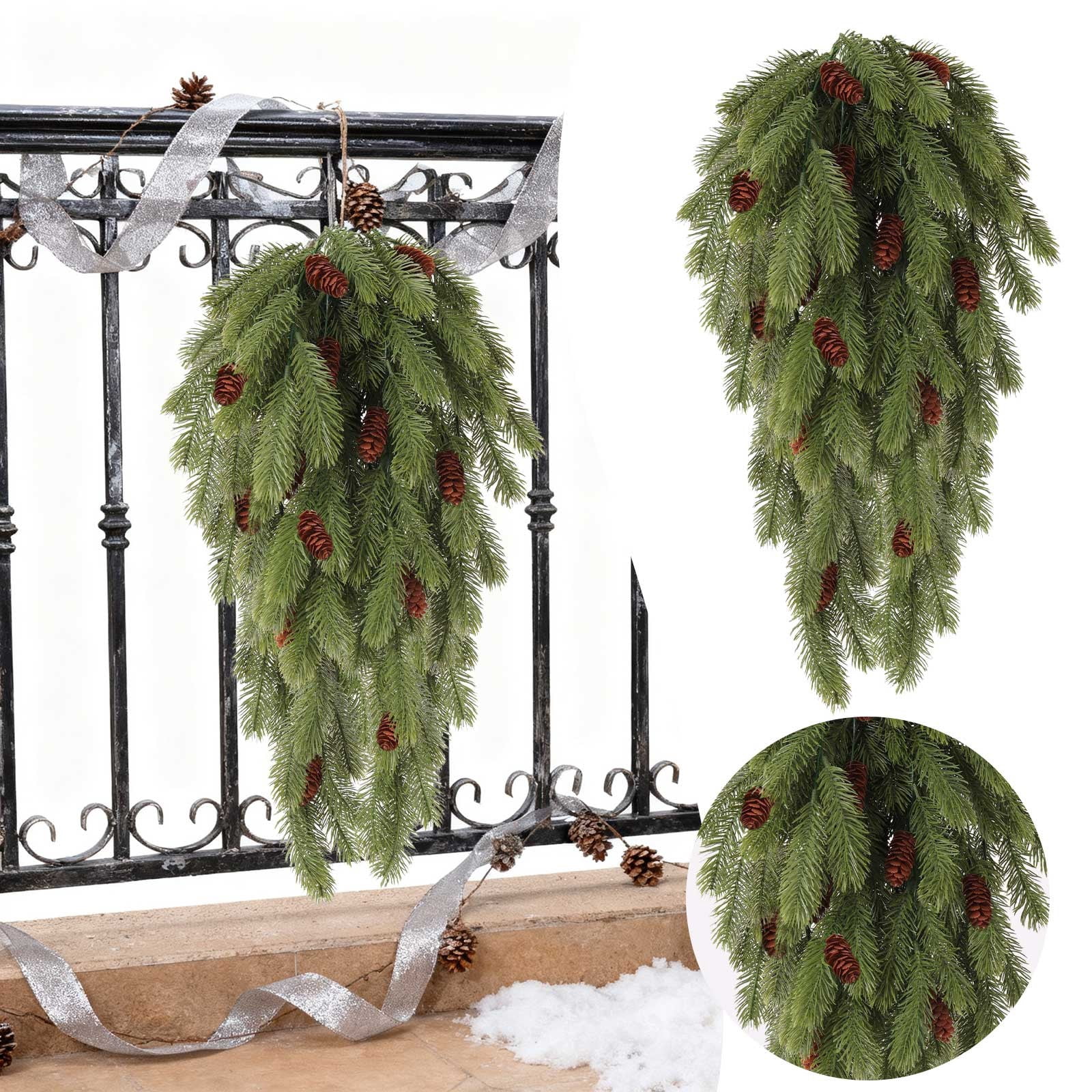 Christmas Teardrop Swag 30" Artificial Cedar Door Swags Real Touch Pine ...