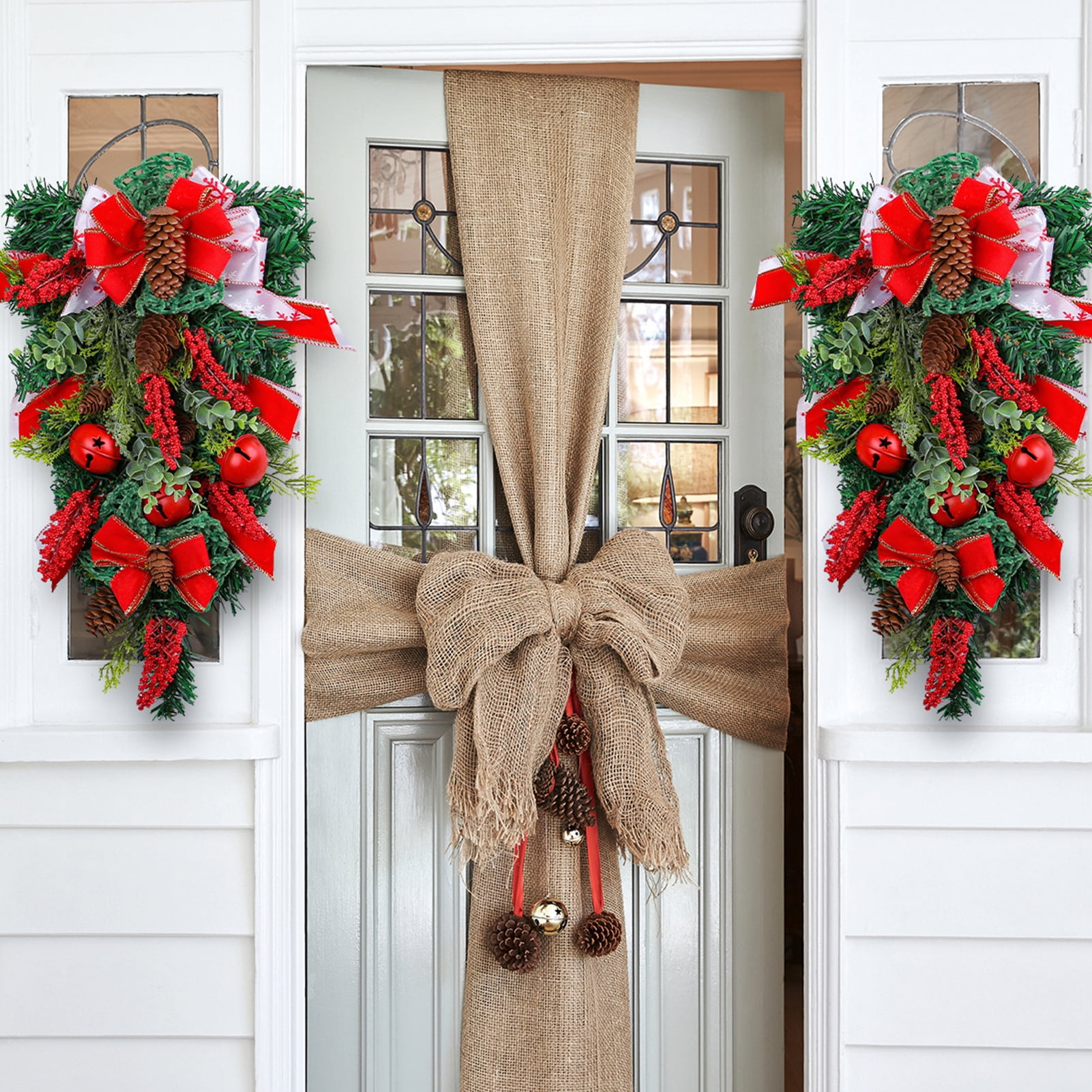 Christmas Teardrop Swag Decoration Stairway Swag Trim Wreath with ...