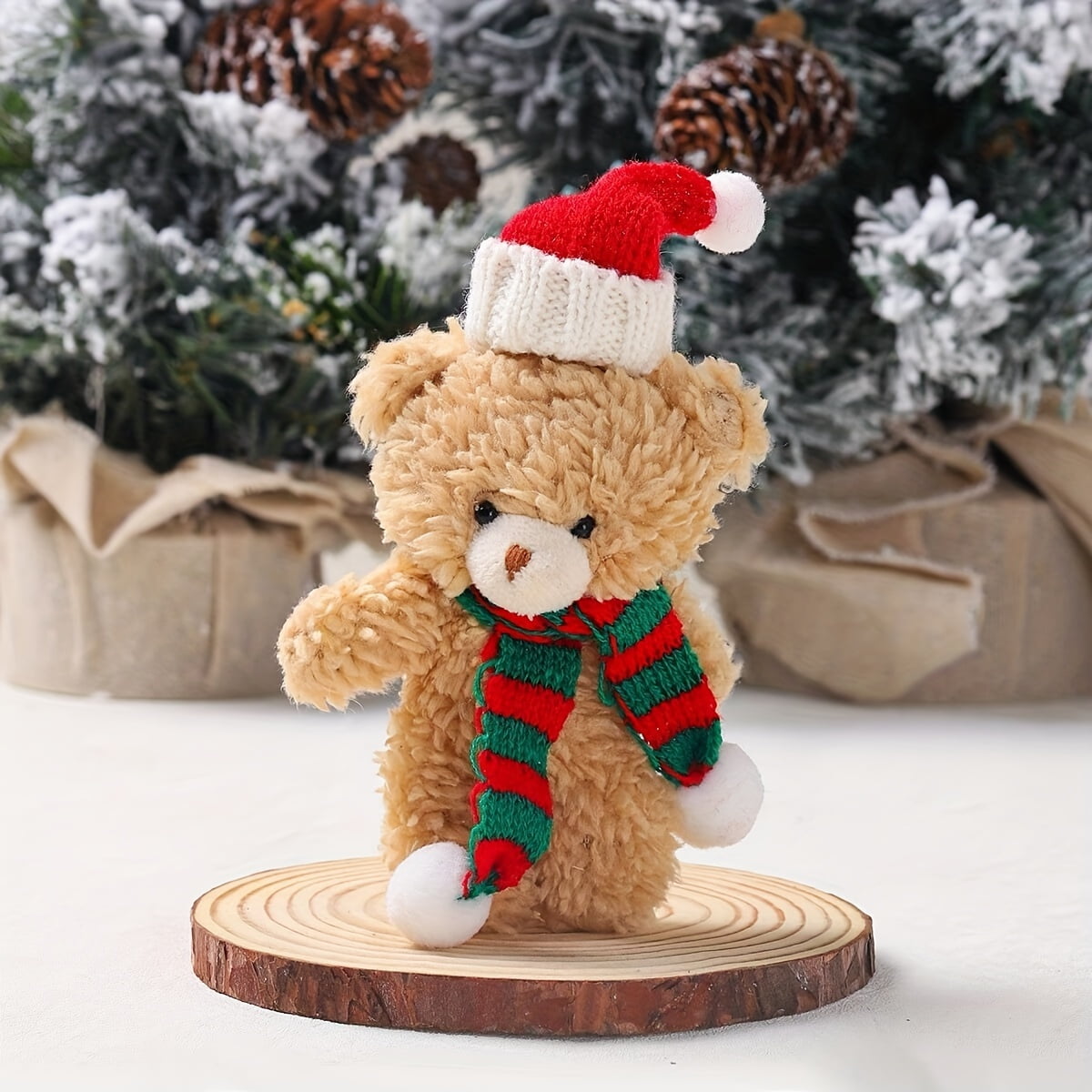 Christmas Teddy Bear Plush Dolls, Festive Holiday ornaments, 3D Stuffed ...