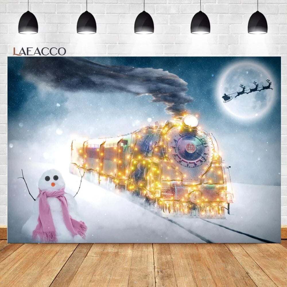 Christmas Theme Background Winter Snowscape Lighted Snowman Baby Child ...
