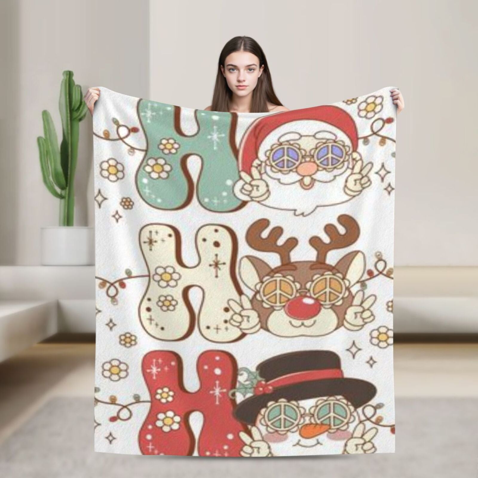 Christmas Theme Blanket Soft Spring Autumn Warm Flannel Throw Blankets ...