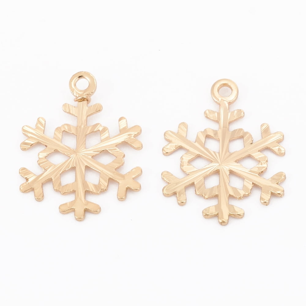 Christmas Theme Brass Pendants Long-Lasting Plated Textured Snowflake ...