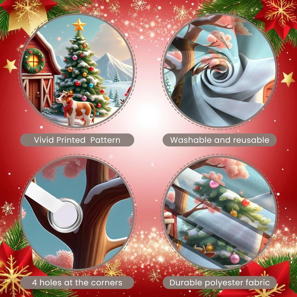 Christmas Theme Christmas Banner Farmhouse Xmas Banner Snowy Scene ...