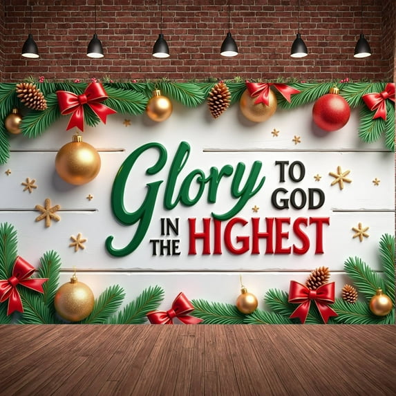 Christmas Theme Christmas Banner Religious Religious Banner Red Green ...