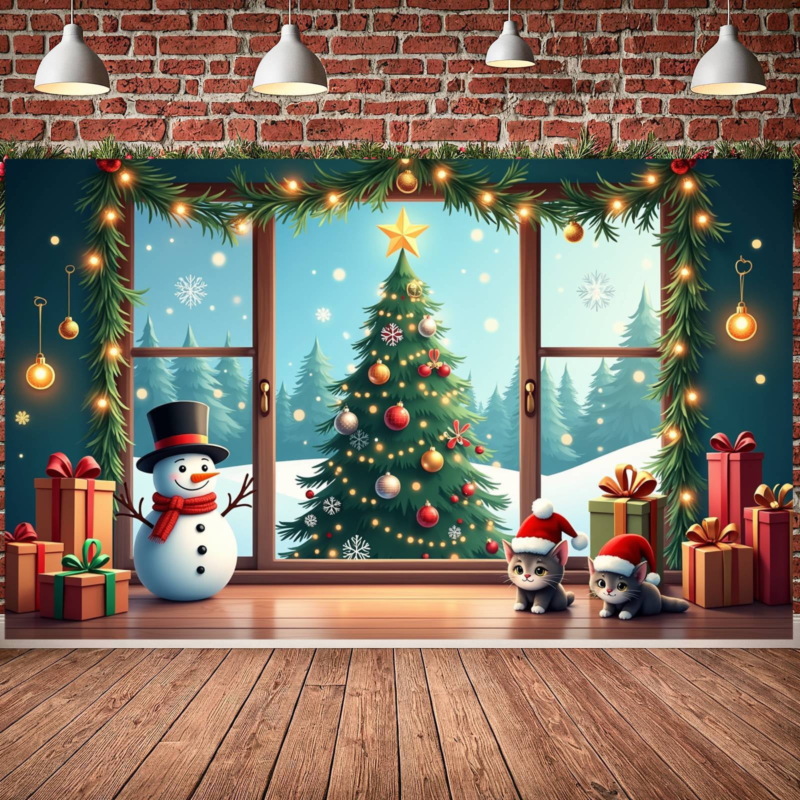 Christmas Theme Christmas Banner Winter Xmas Display Colorful Ornaments ...