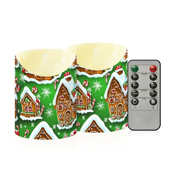 Christmas Theme Design Flameless Candles 2 PCS with Remote Realistic ...