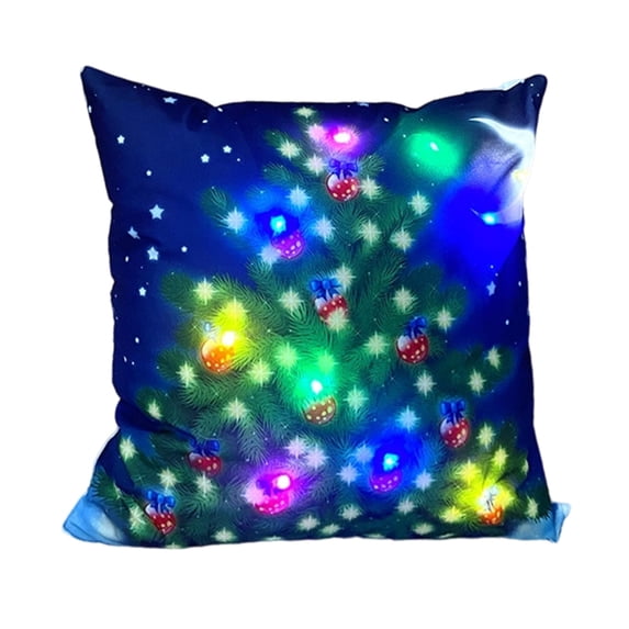 A Christmas Theme Led Light Up Pillow Cover With Flashing And Steady ...