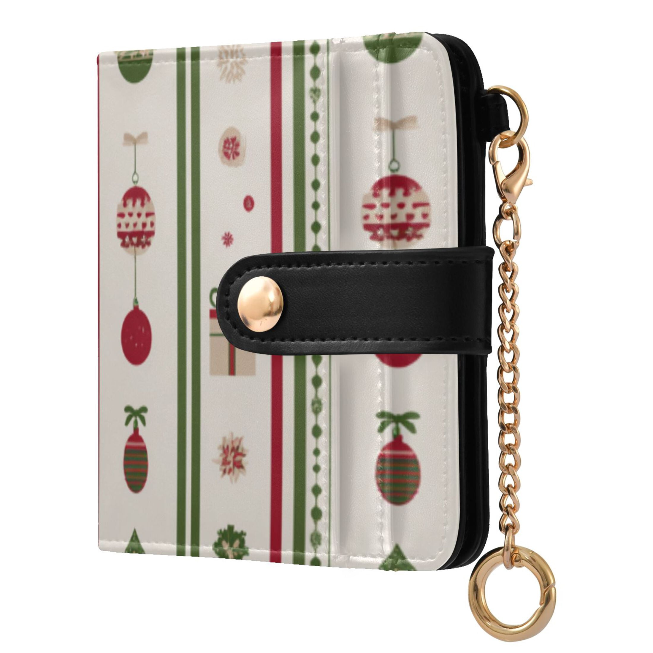 Christmas Theme Pattern Vertical Stripes Women's Wallet PU Leather Card ...