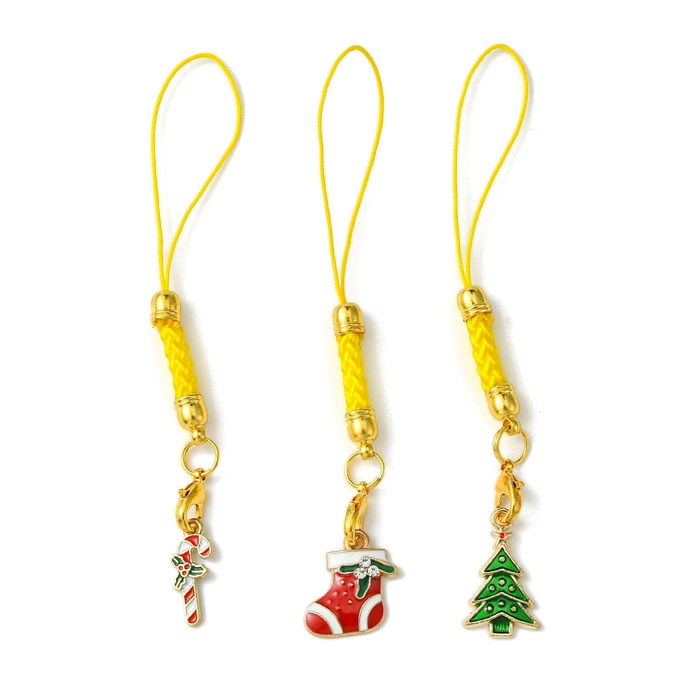 Christmas Theme Polyester with Alloy Enamel Mobile Straps for Mobile ...