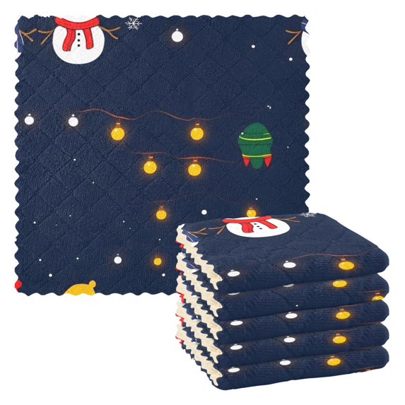 Christmas Theme Snowman 6 Pack Kitchen Cleaning Cloths 11'' x 11 ...