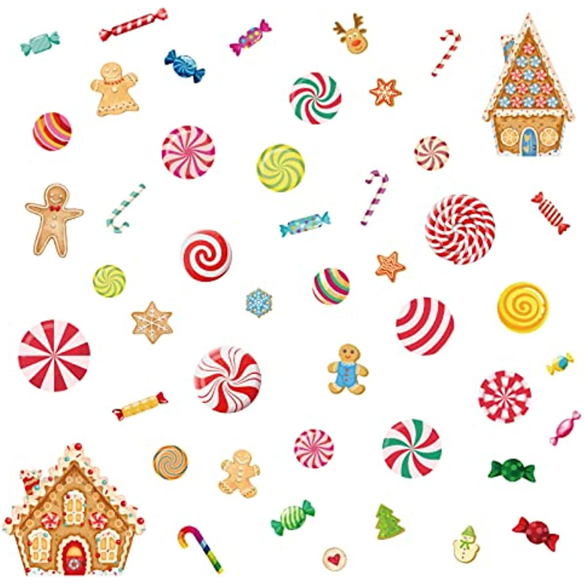 Christmas Theme Wall Sticker Colorful Candy Cookies Wall Decals with ...