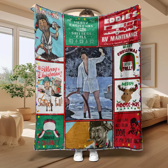 Christmas Themed Blanket, 1 Count Soft Air-conditioned Room Throw, Warm ...