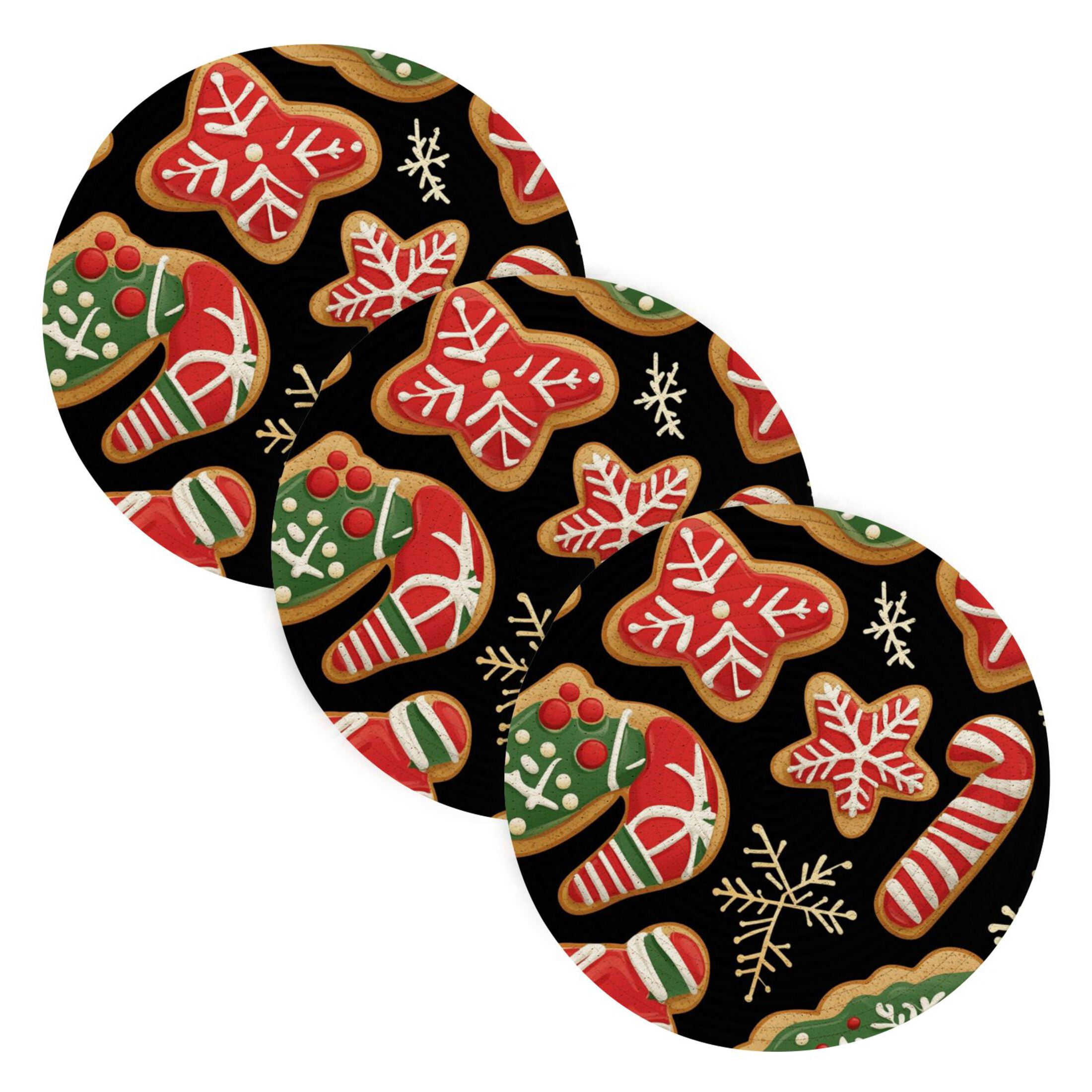 Christmas Themed Candy Coil Dish Mat Set, 3 Pack, 15'' Round, Heat ...