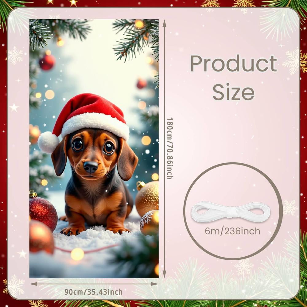 Christmas Themed Christmas Banner Dog Pattern Xmas Display Snowflake ...