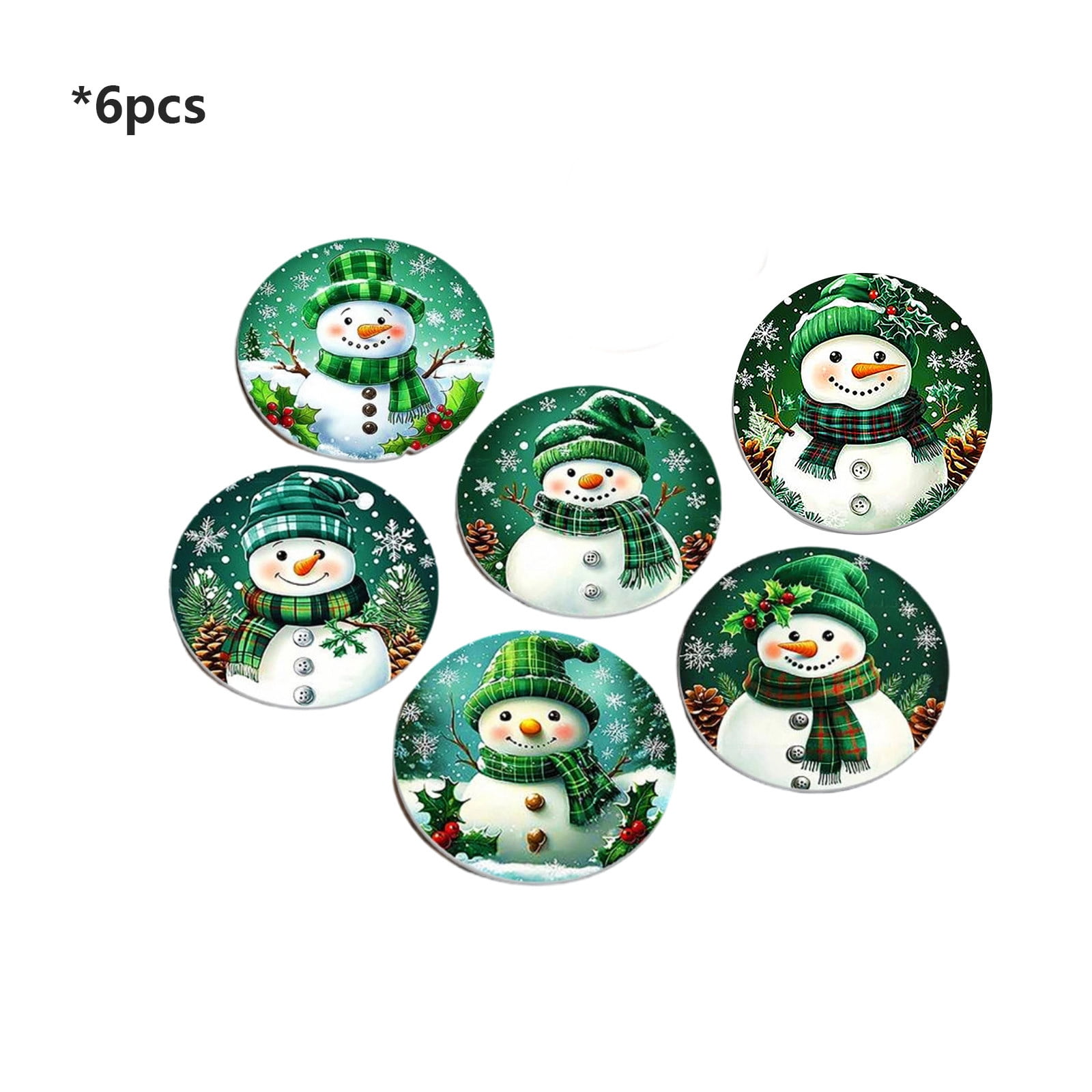 Christmas Themed Coasters Set 6 Pieces Absorbent Heat Resistant ...