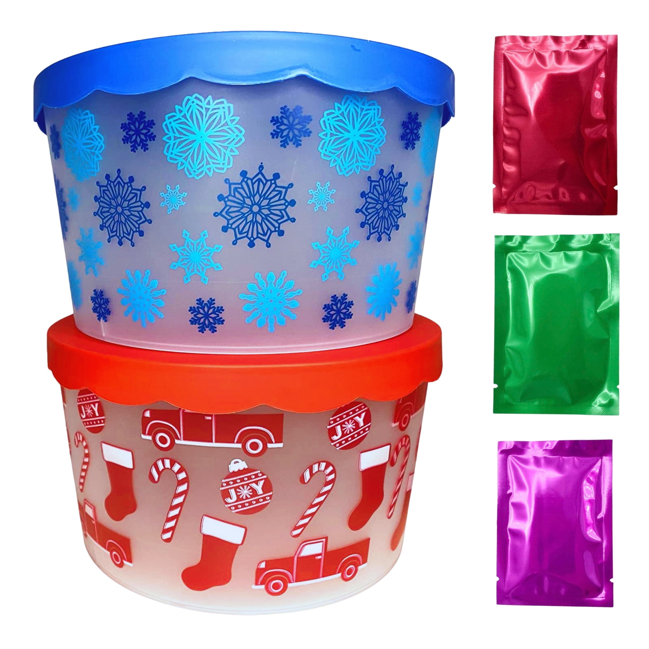 Greenbrier Christmas-Themed Cookie Storage Buckets with Lids, 2-Ct ...