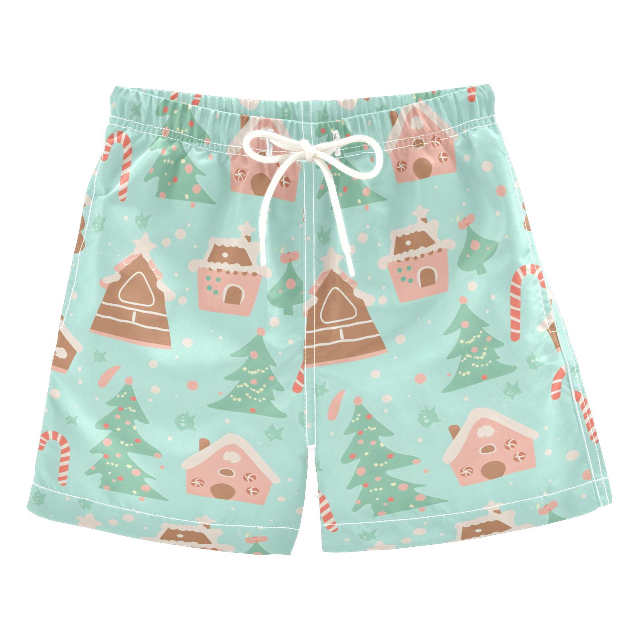 Christmas Themed House Swim Trunks Quick Dry Beach Pool Board Shorts ...