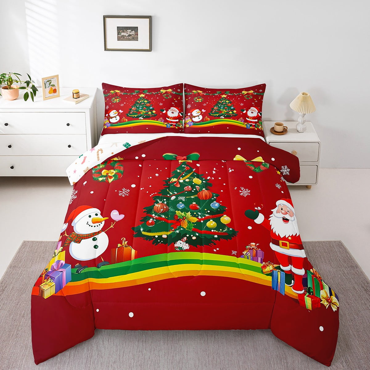 Christmas Themed King Size Comforter Set Merry Christmas Decortaion ...
