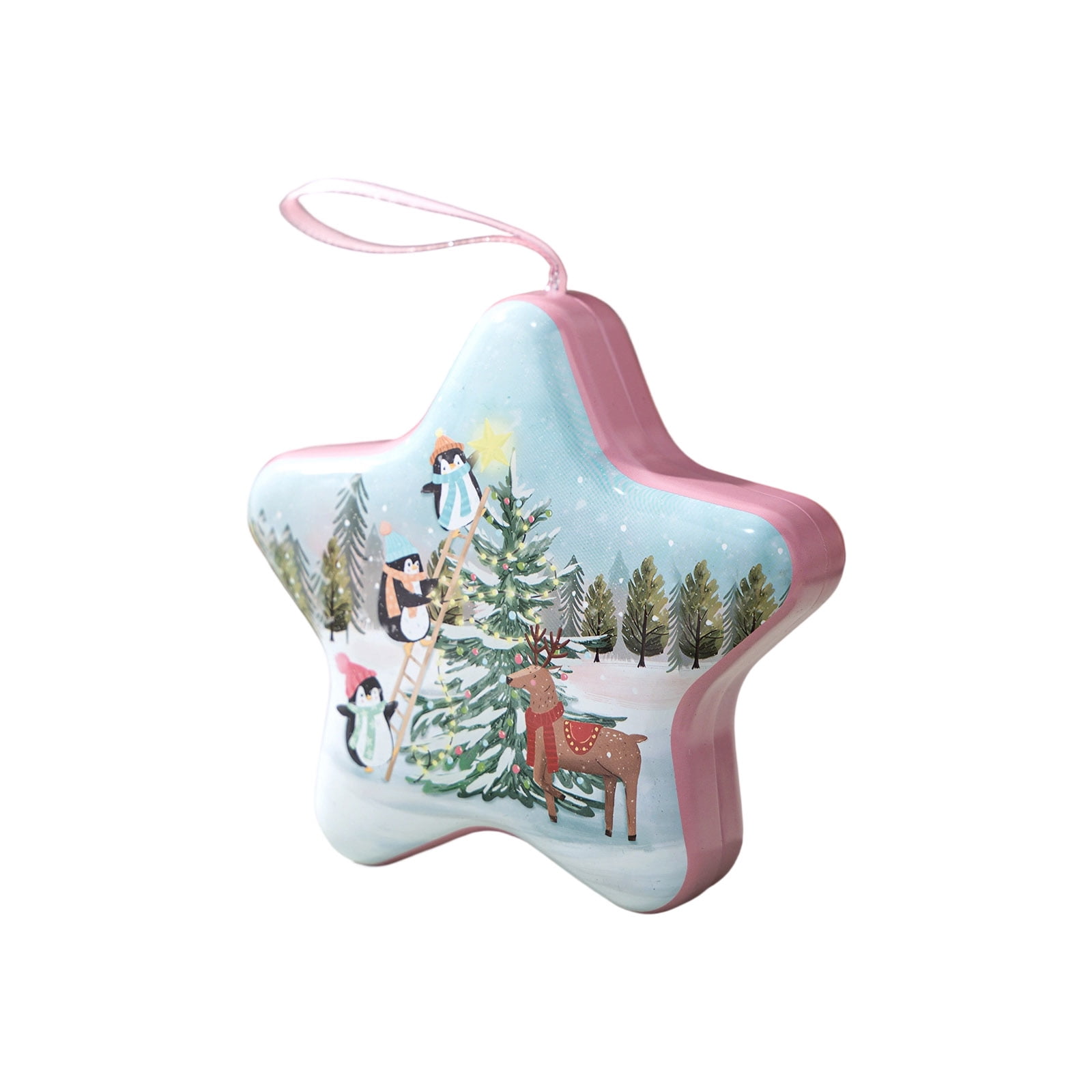 Christmas Themed Metal Storage Box With Solid Lanyard Compact Design ...
