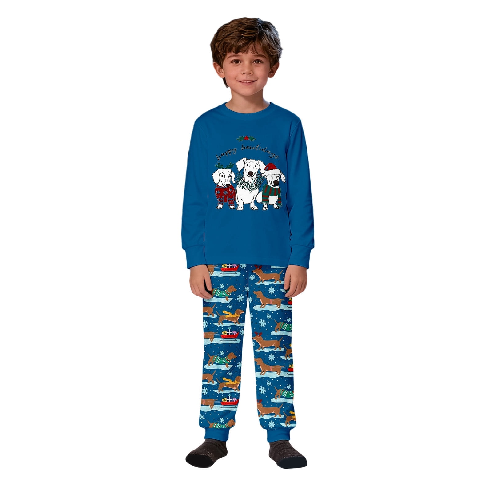 Christmas Themed Pajama Boys Holiday Family Sleepwear Two Piece Outfit ...