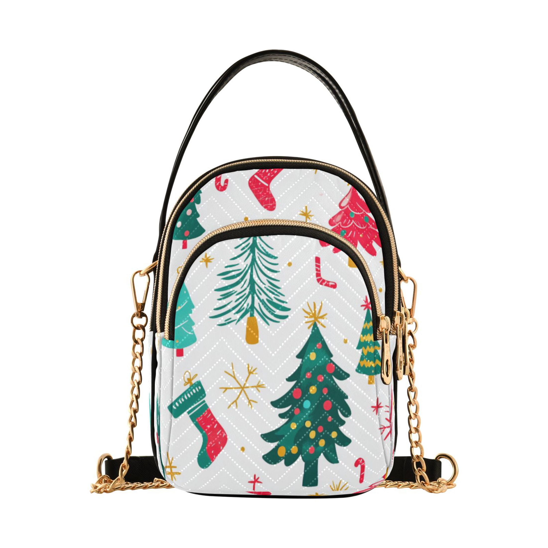 Christmas Themed Pattern Design Women's Crossbody Handbags Leather ...