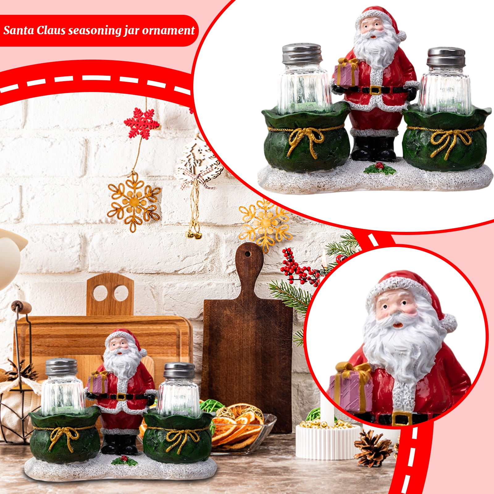 Christmas Themed Santa Claus Decoration Set, Double Transparent Glass ...
