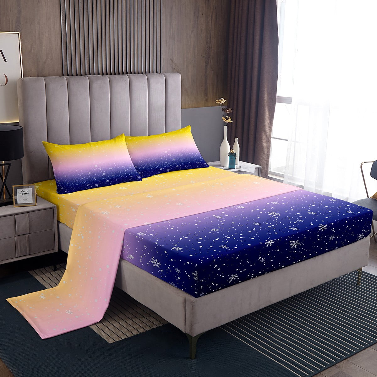 Christmas Themed Sheet Set for Boys Girls Kids Blue Purple Yellow ...