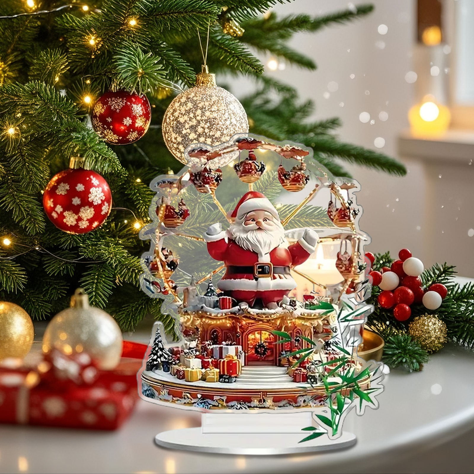 Christmas Themed Table Ornament,2D Flat Christmas Candles,Reindeer ...