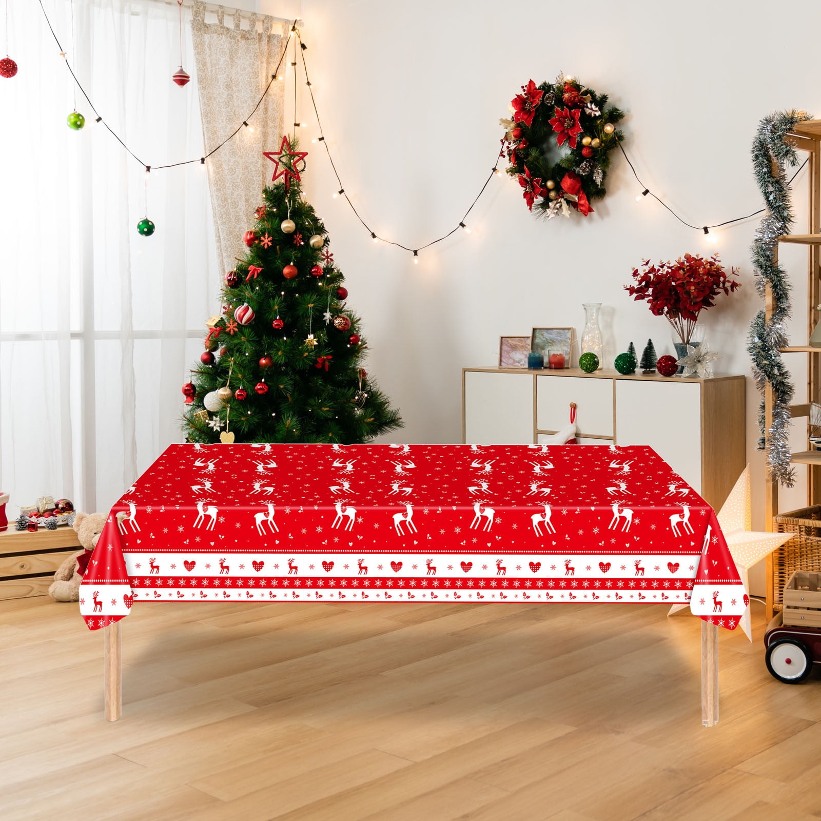 Christmas Themed Tablecloth Waterproof Oilproof Disposable Party Table ...