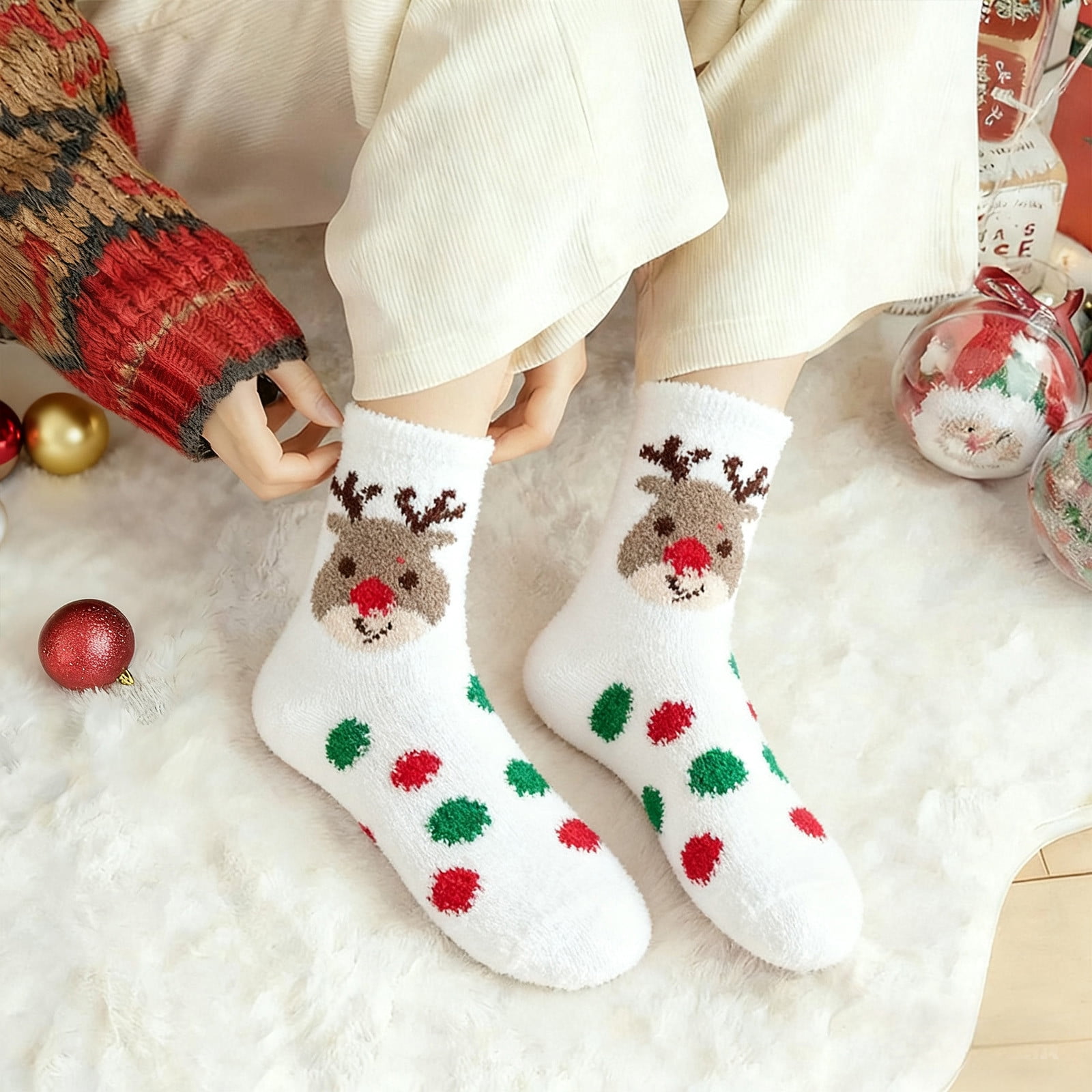 Christmas Thickened Fleece Stockings, Fall Winter Home Cute Christmas ...