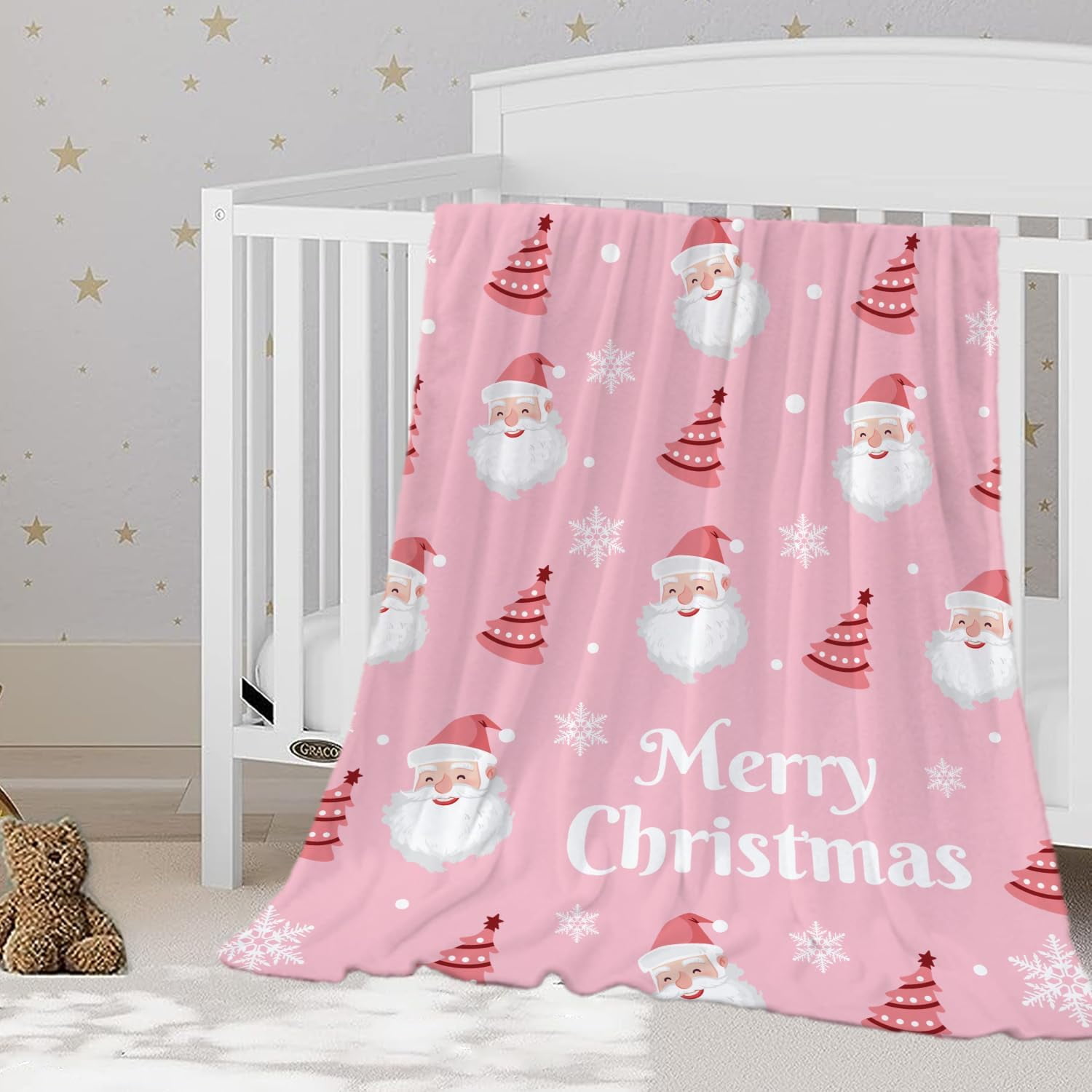 Christmas Throw Blanket Baby Small Pink Santa Claus Blanket for Toddler ...